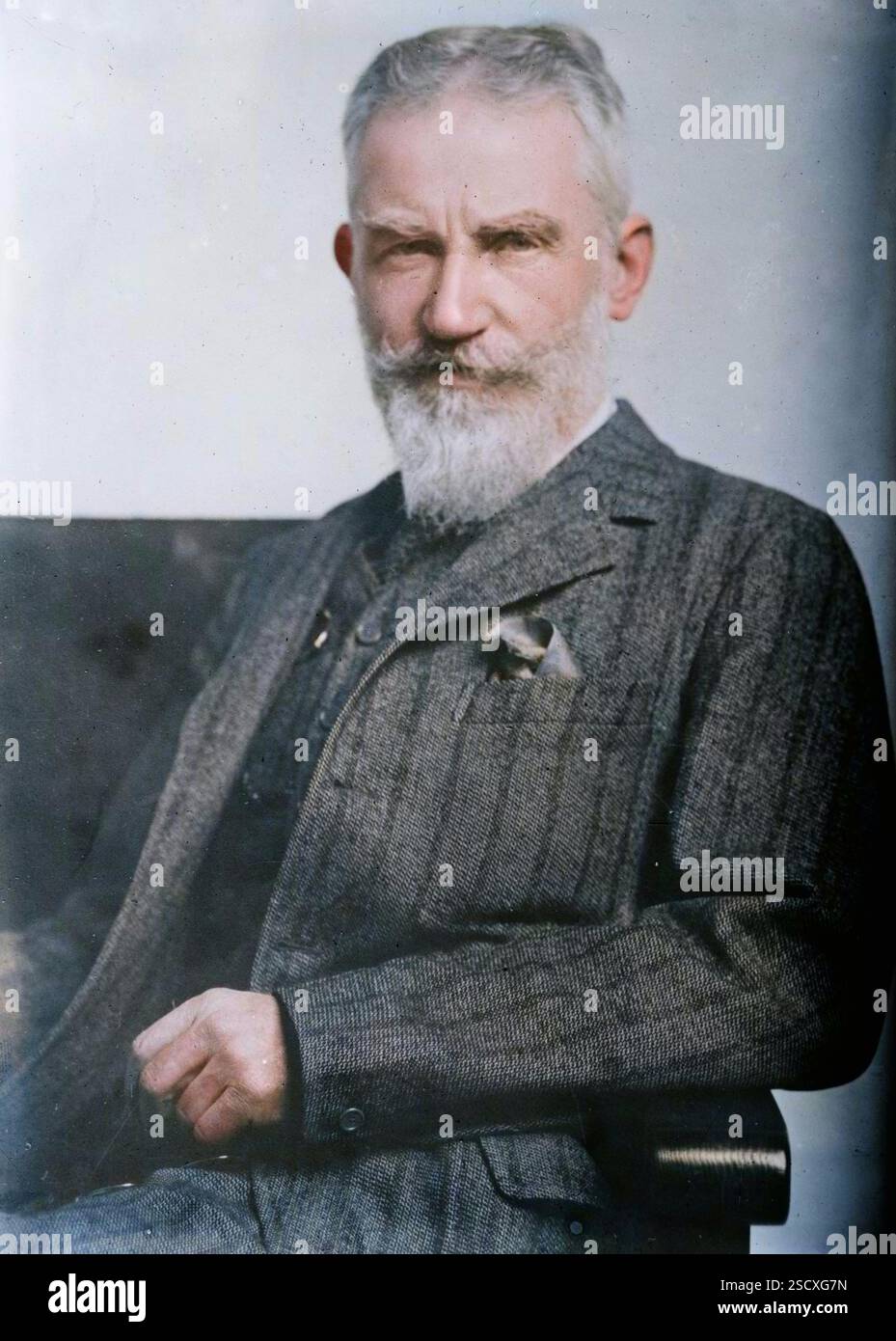 G.B. Shaw, 1914. Shows Irish playwright George Bernard Shaw (1856-1950 ...