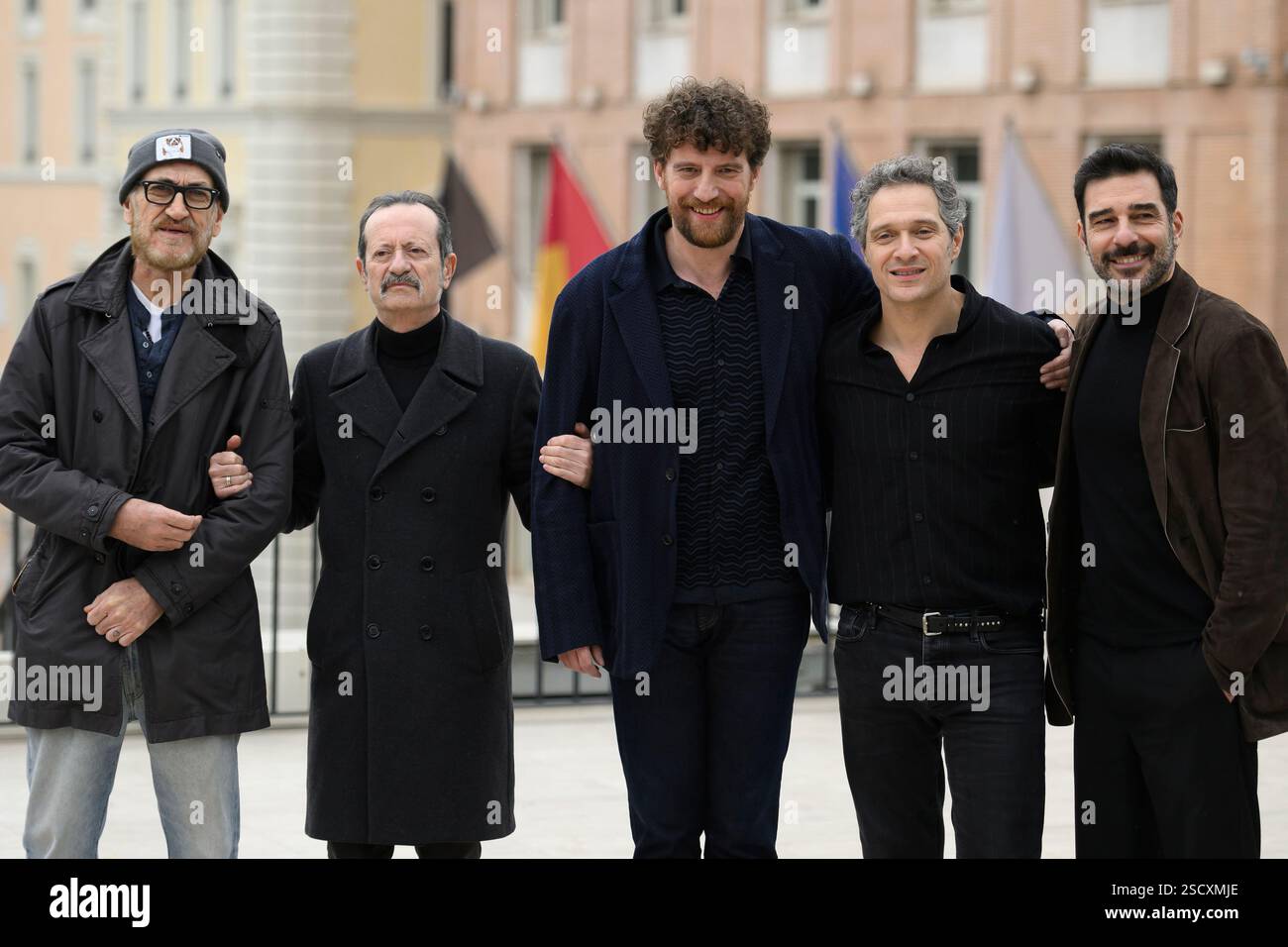 Rome, Italy. 07th Feb, 2025. Actors Marco Giallini, Rocco Papaleo ...