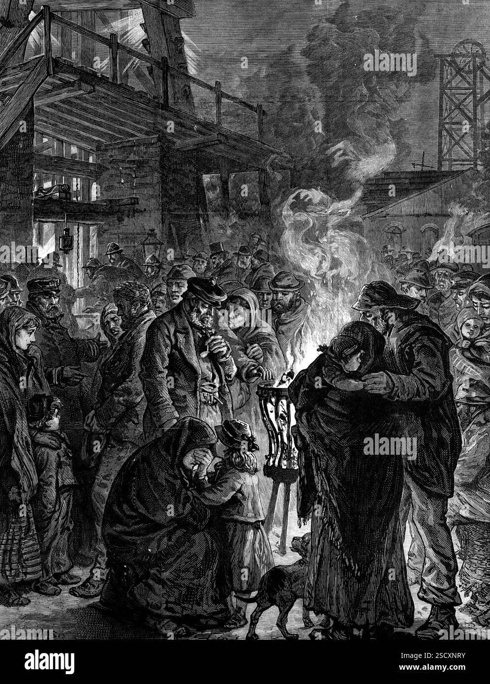 The Leycett Colliery Disaster: friends of the miners waiting at the pit ...