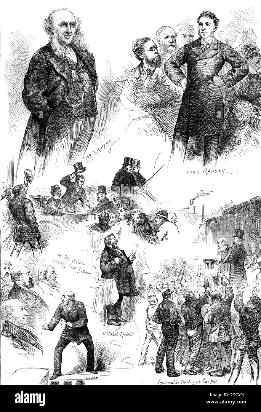 Liverpool Election sketches, 1880. 'Mr. Whitley; Lord Ramsay; At the ...