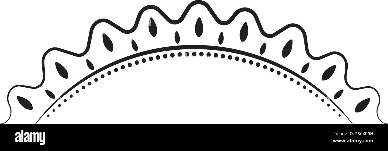 Half of sun on the horizon, skyline view, black line vector, monochrome ...