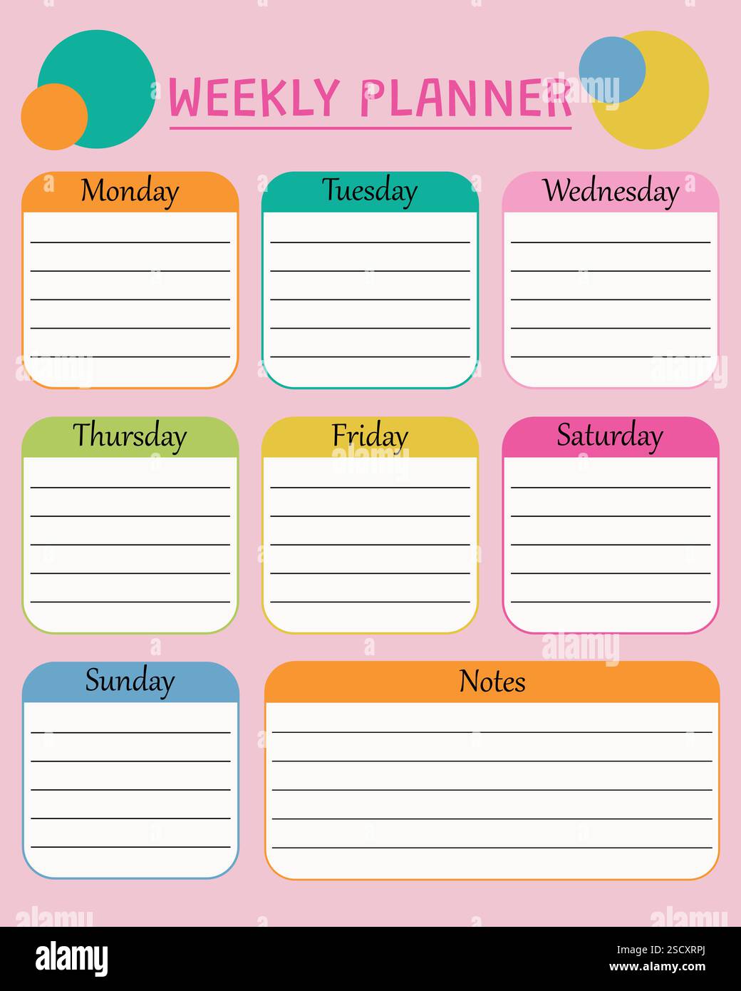 Color weekly planner. Vector illustration Stock Vector Image & Art - Alamy