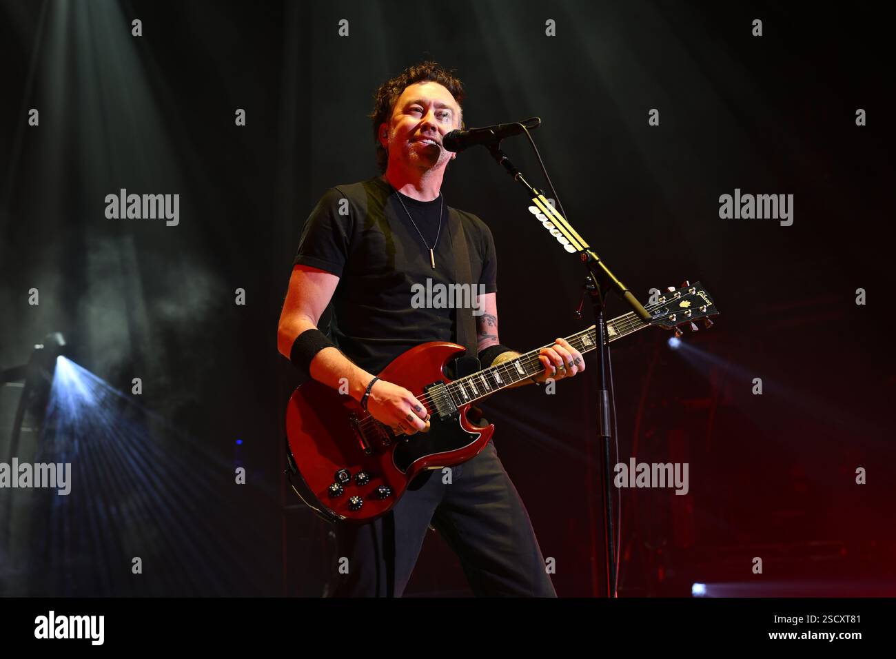 UK. 06th Feb, 2025. LONDON, ENGLAND - FEBRUARY 05: Tim McIlrath of ‘Rise Against' performing at ...