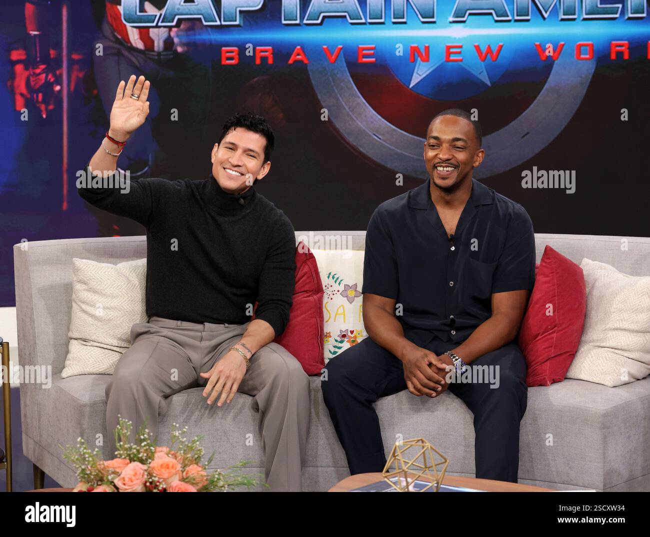 DORAL, FLORIDA - FEBRUARY 7: Daniel Ramirez and Anthony Mackie are seen ...
