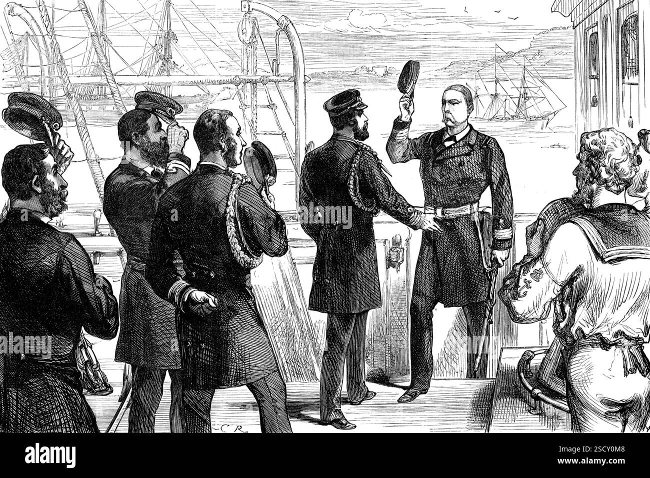 The Duke of Edinburgh receiving the Commander of the U.S. frigate ...