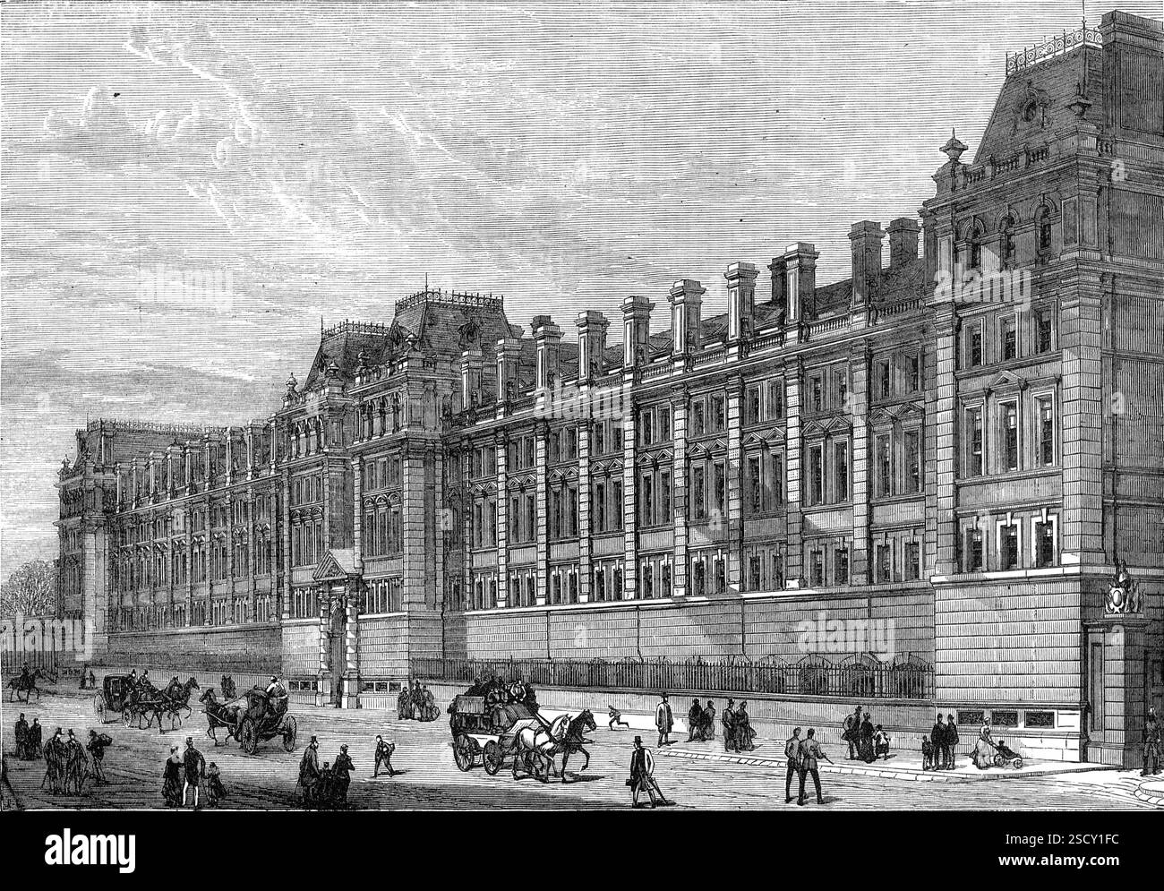 The new Cavalry Barracks at Knightsbridge, [London], 1880. 'The ...