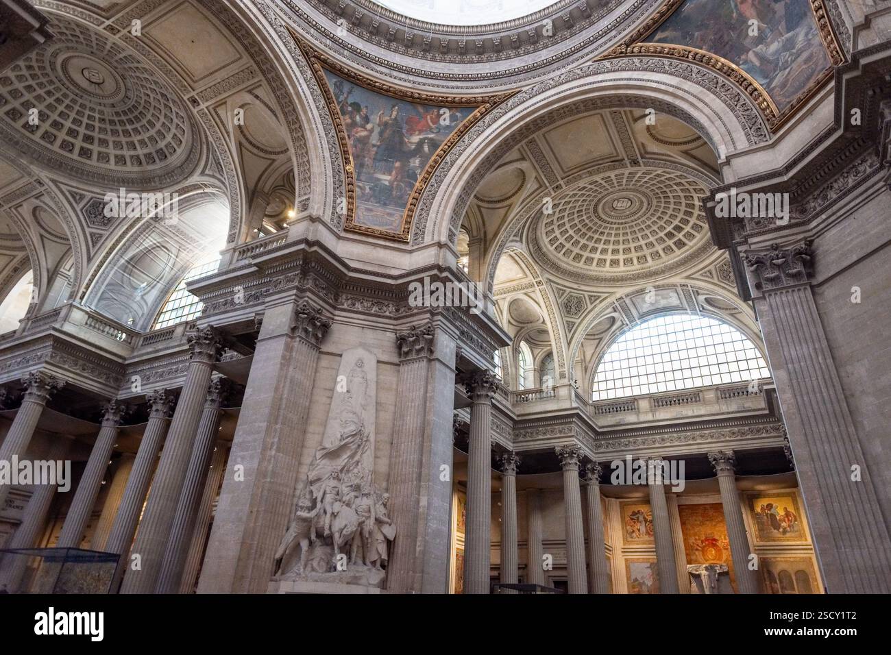 Interior architecture of the Panthéon in Paris, showcasing its grand ...