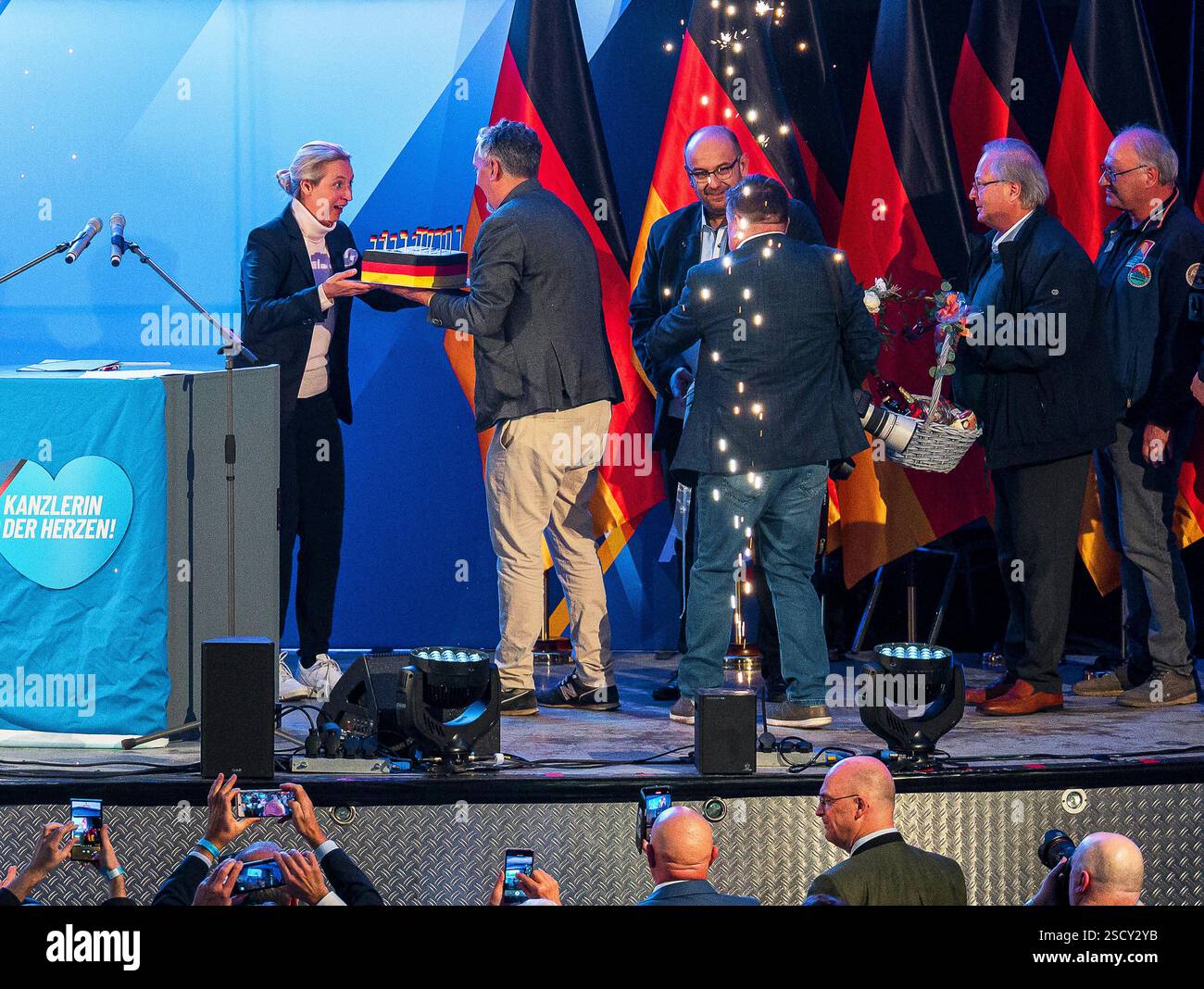 Greding, Germany. 07th Feb, 2025. Alice Weidel (l), AfD candidate for ...