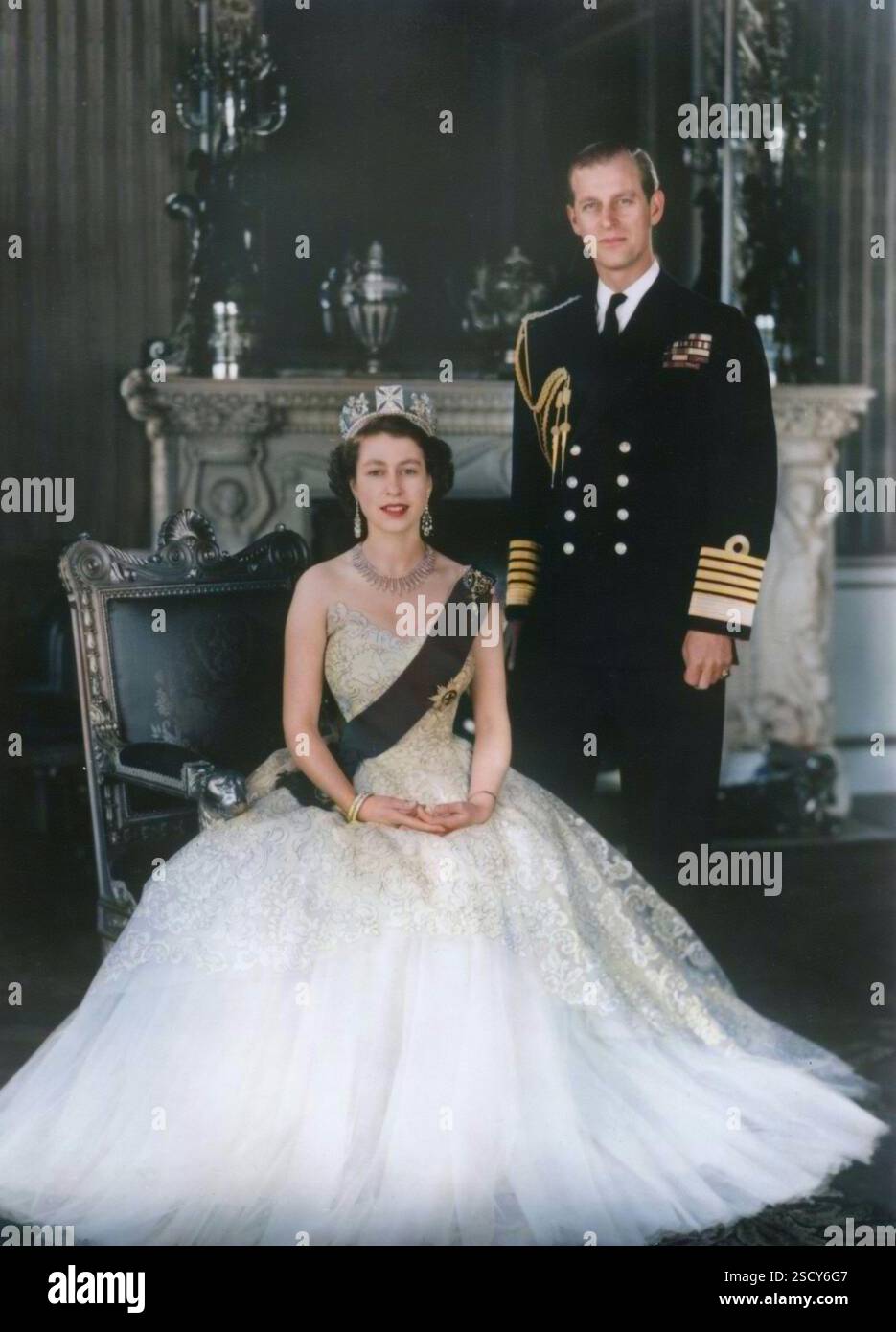 HM Queen Elizabeth II and HRH Duke of Edinburgh at Buckingham Palace ...