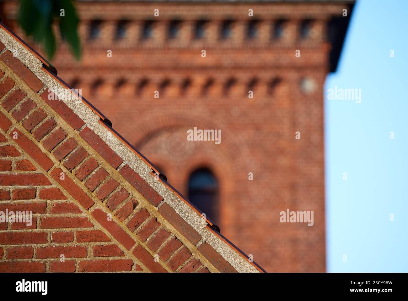 Building, roof or architecture with brick pattern for solid structure ...