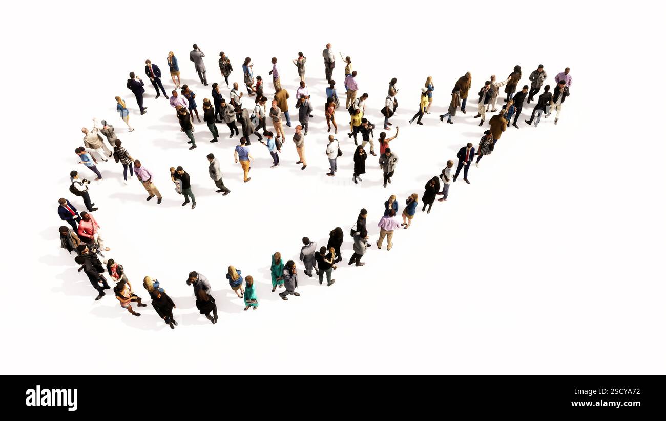 Concept or conceptual large gathering of people forming a guitar image ...