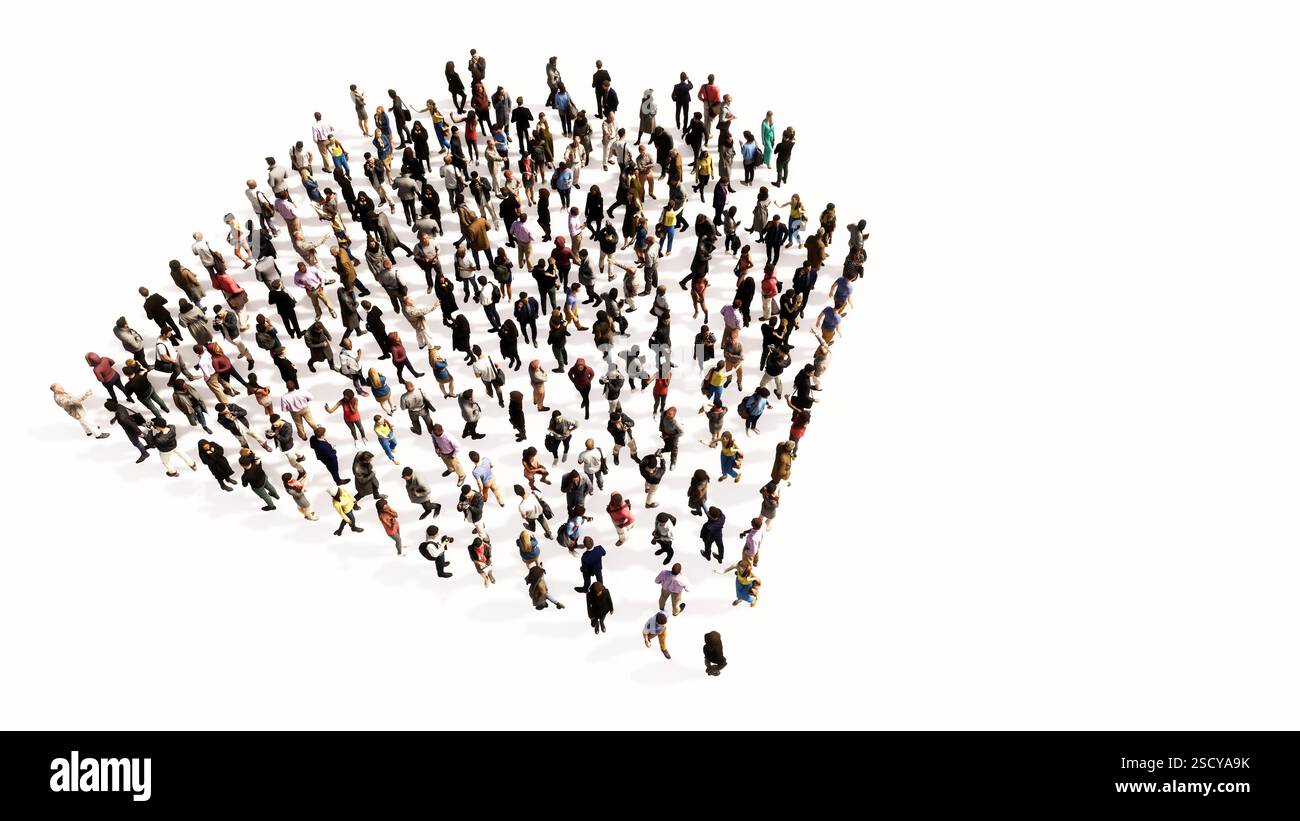 Concept or conceptual large community of people as the image of a ...