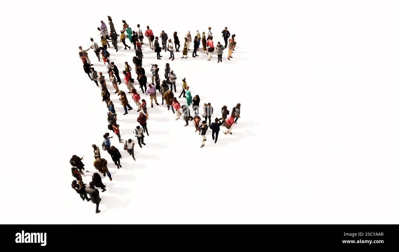 Concept or conceptual large community of people forming the image of a ...