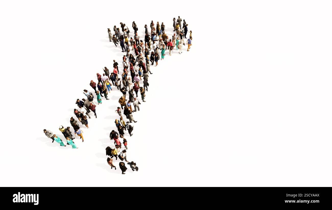 Concept or conceptual large community of people as a bodybuilder image ...