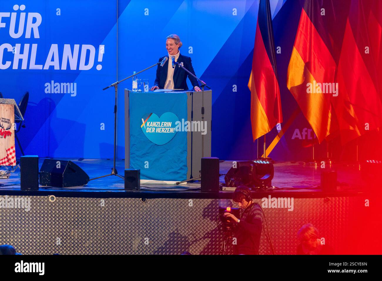 Greding, Bavaria, Germany - February 7, 2025: Election campaign event of the AfD Alternative for ...
