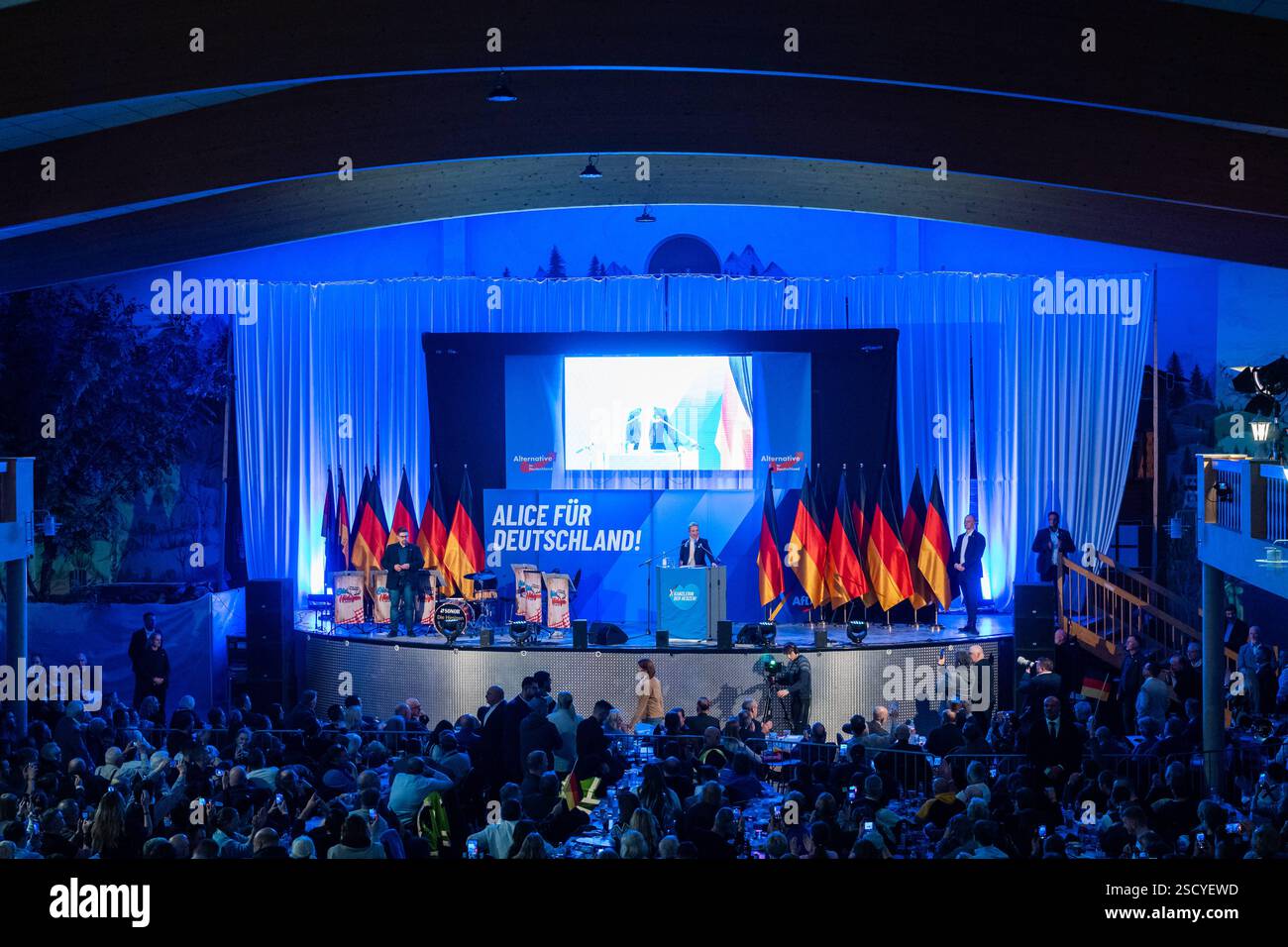 Greding, Bavaria, Germany - February 7, 2025: Election campaign event of the AfD Alternative for ...