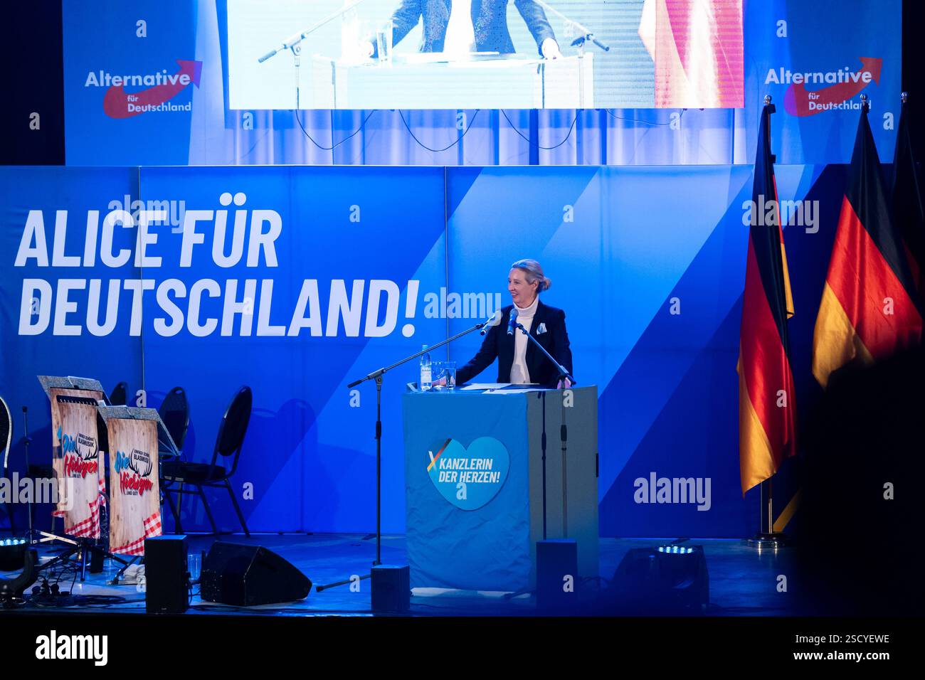 Greding, Bavaria, Germany - February 7, 2025: Election campaign event of the AfD Alternative for ...