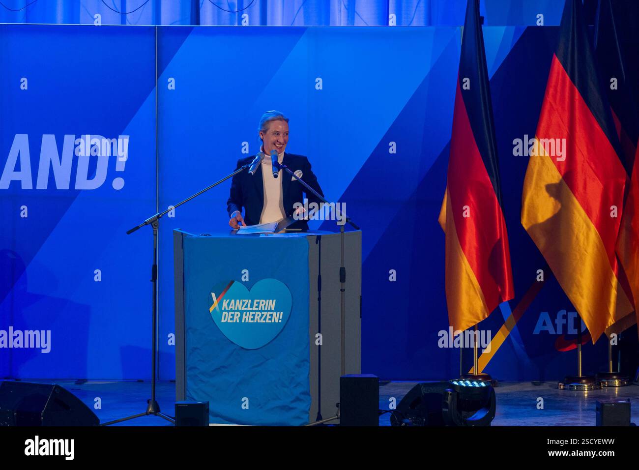 Greding, Bavaria, Germany - February 7, 2025: Election campaign event of the AfD Alternative for ...