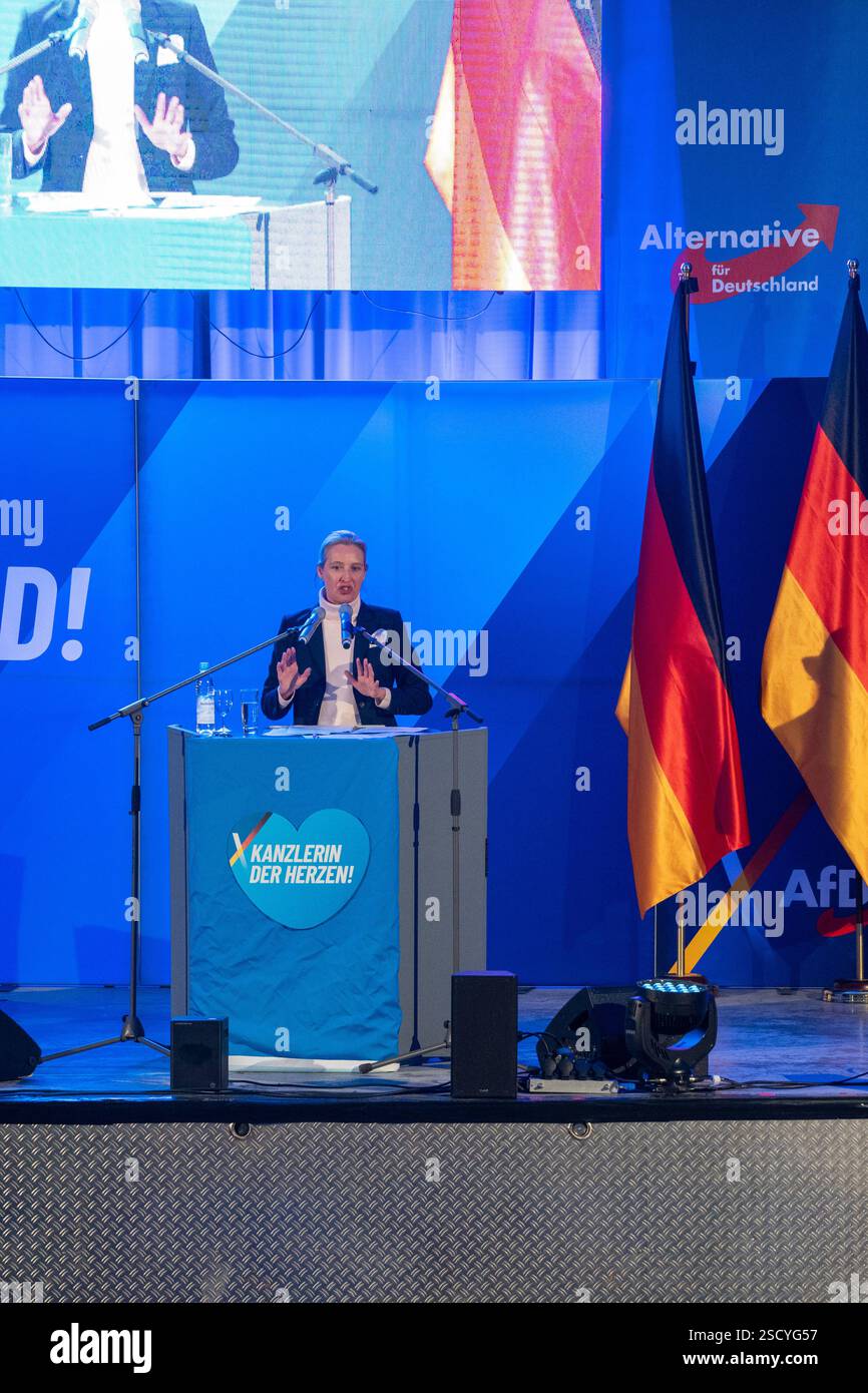 Greding, Bavaria, Germany - February 7, 2025: Election campaign event of the AfD Alternative for ...