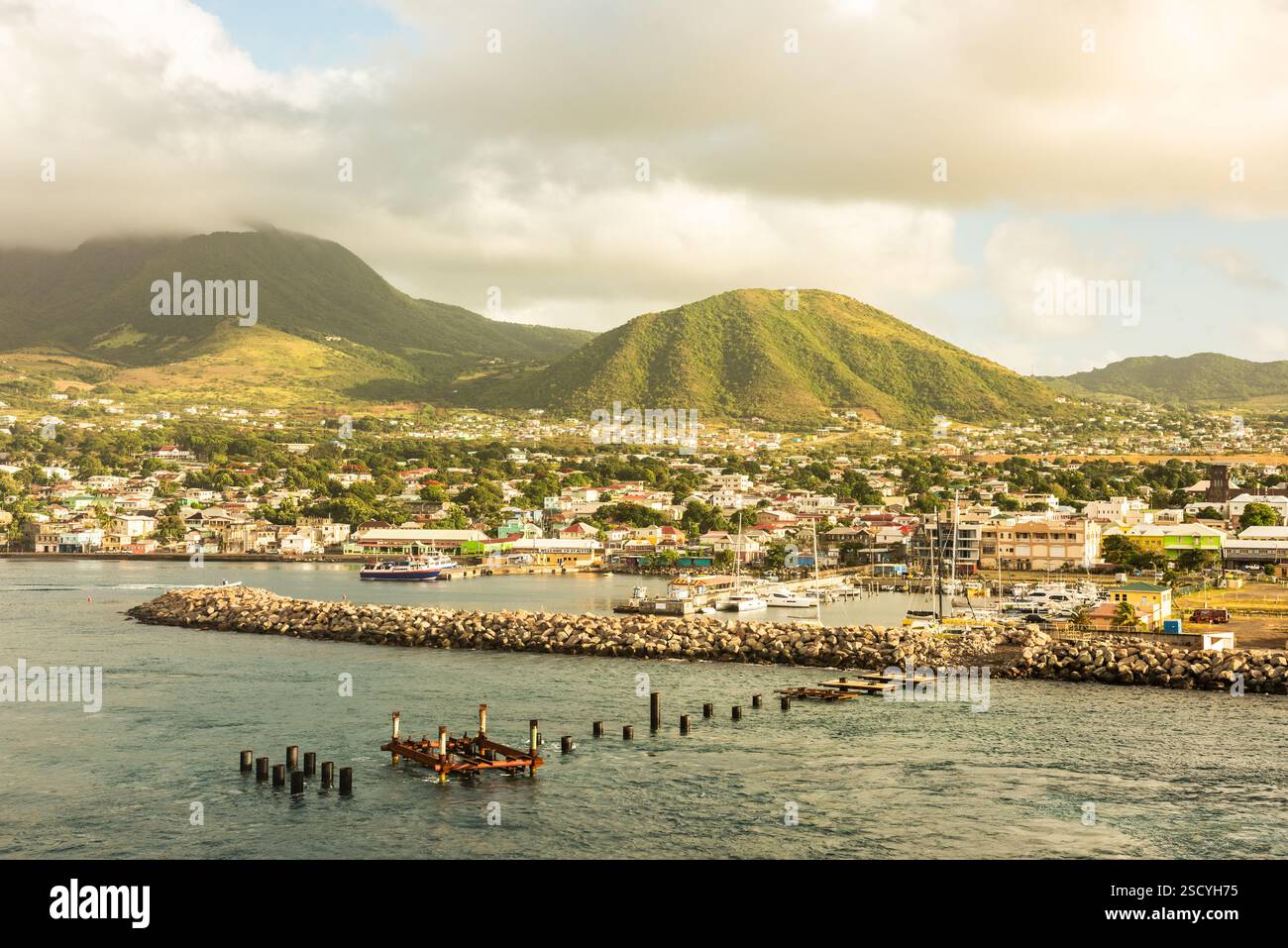 Port Zante cruise port in St. Kitts consists of a large finger pier, a ...