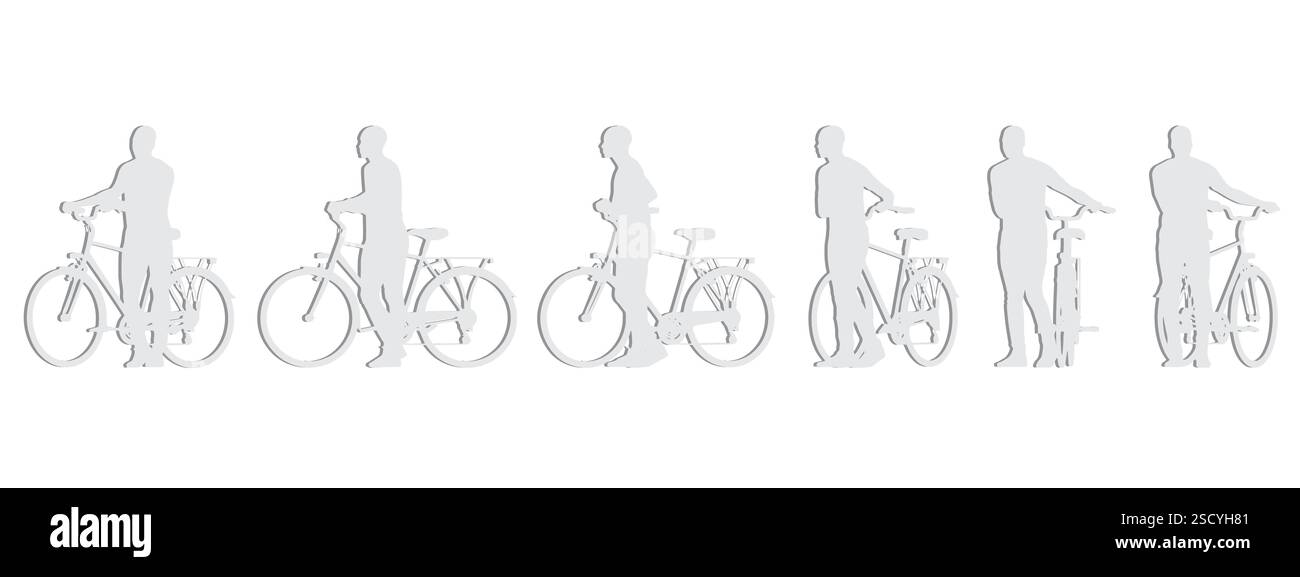 Vector concept conceptual gray paper cut silhouette of a man riding a ...