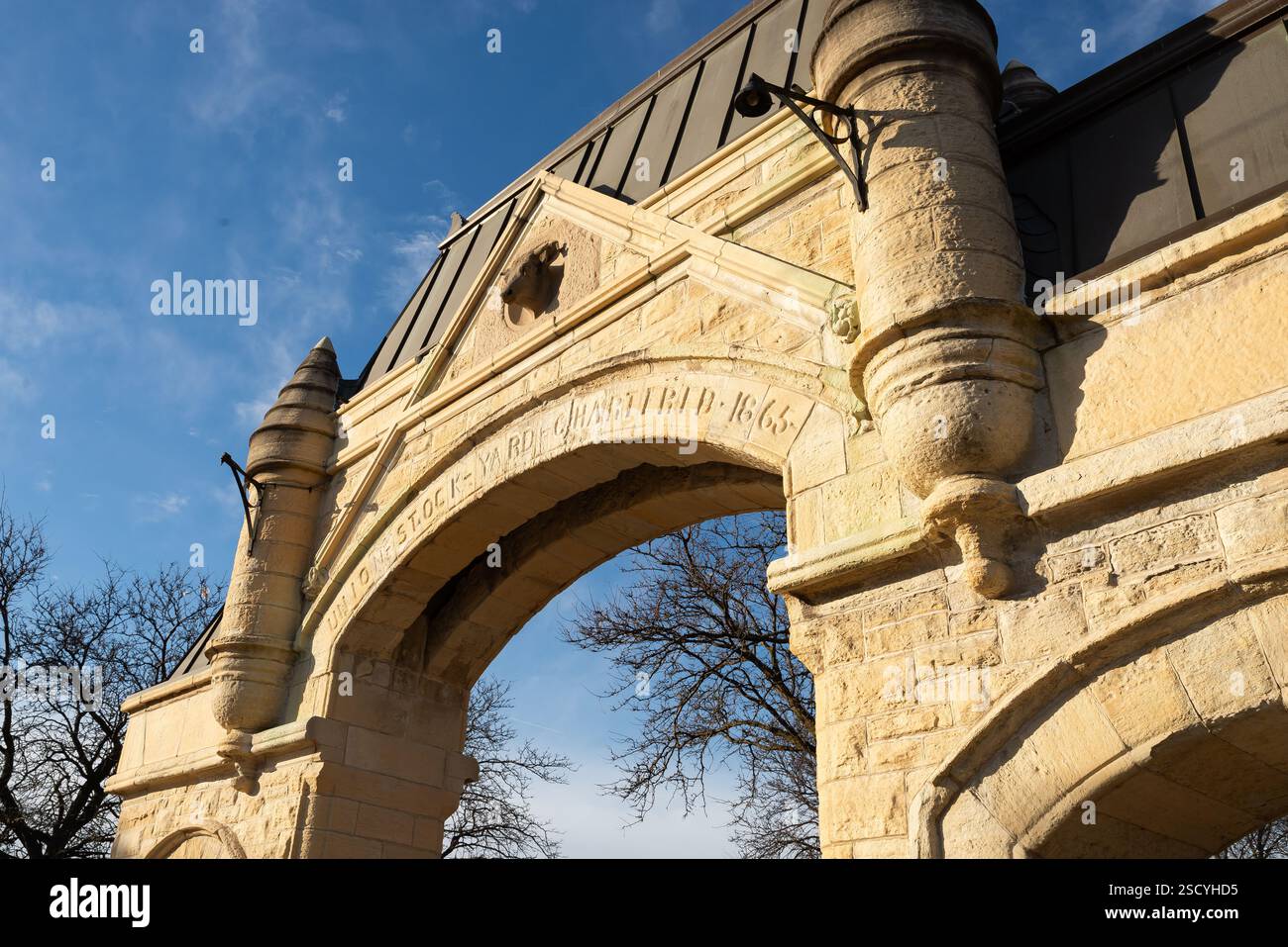 Stone entrance to the Historic Union Stockyard in the Back of the Yards ...