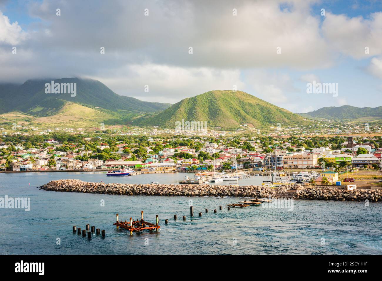 Port Zante cruise port in St. Kitts consists of a large finger pier, a ...