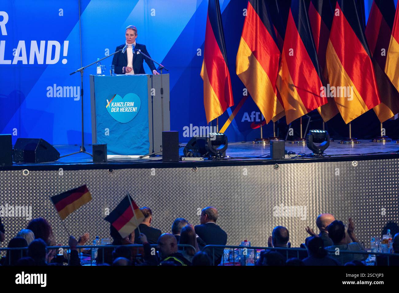 Greding, Bavaria, Germany - February 7, 2025: Election campaign event of the AfD Alternative for ...