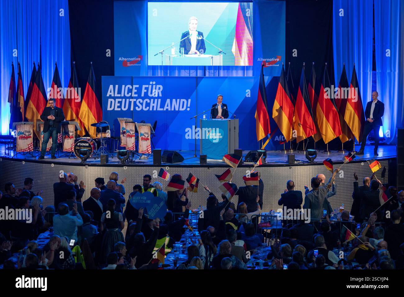 Greding, Bavaria, Germany - February 7, 2025: Election campaign event of the AfD Alternative for ...