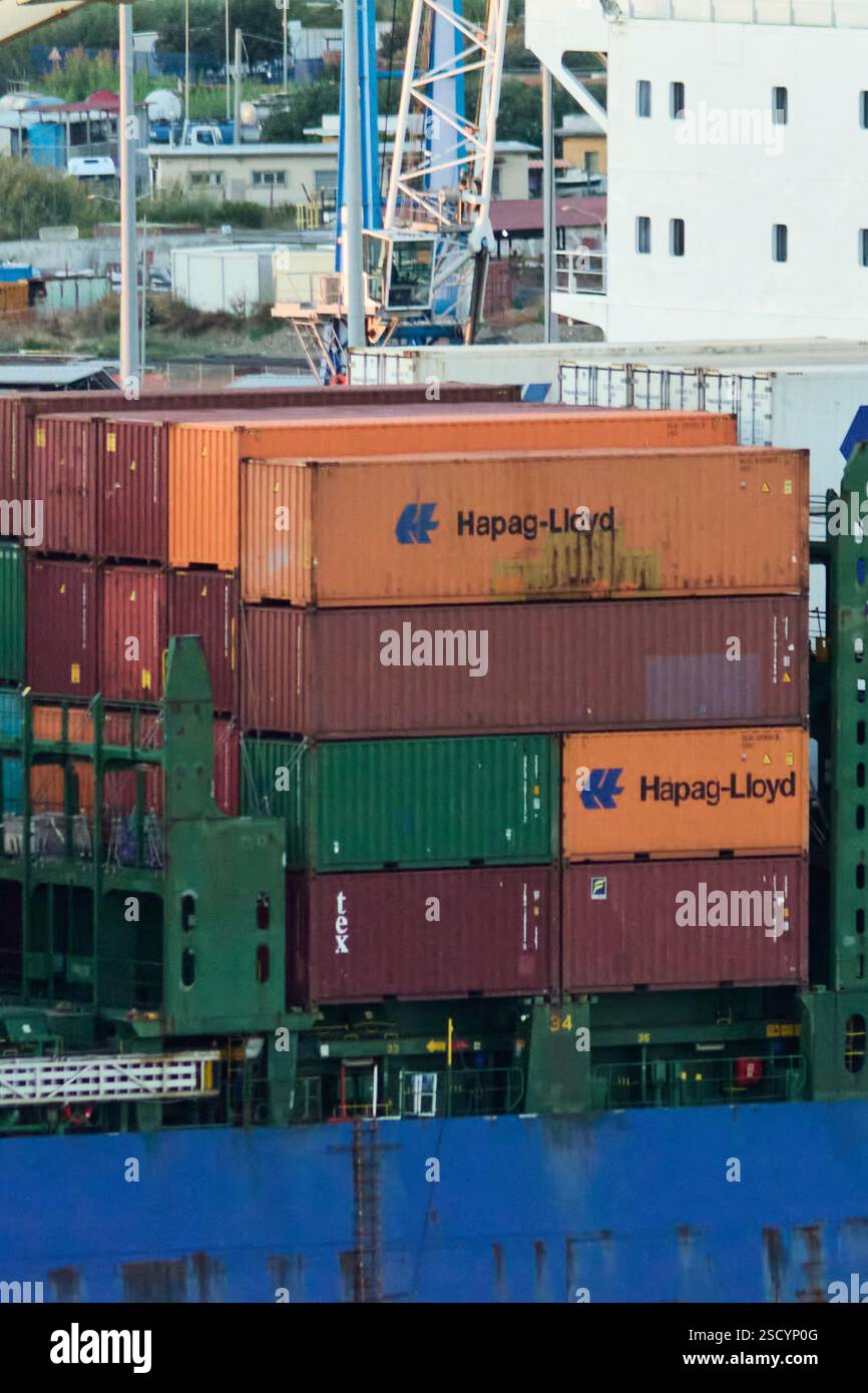 Civitavecchia. Italy - February 07, 2025: Industrial cargo ship ...