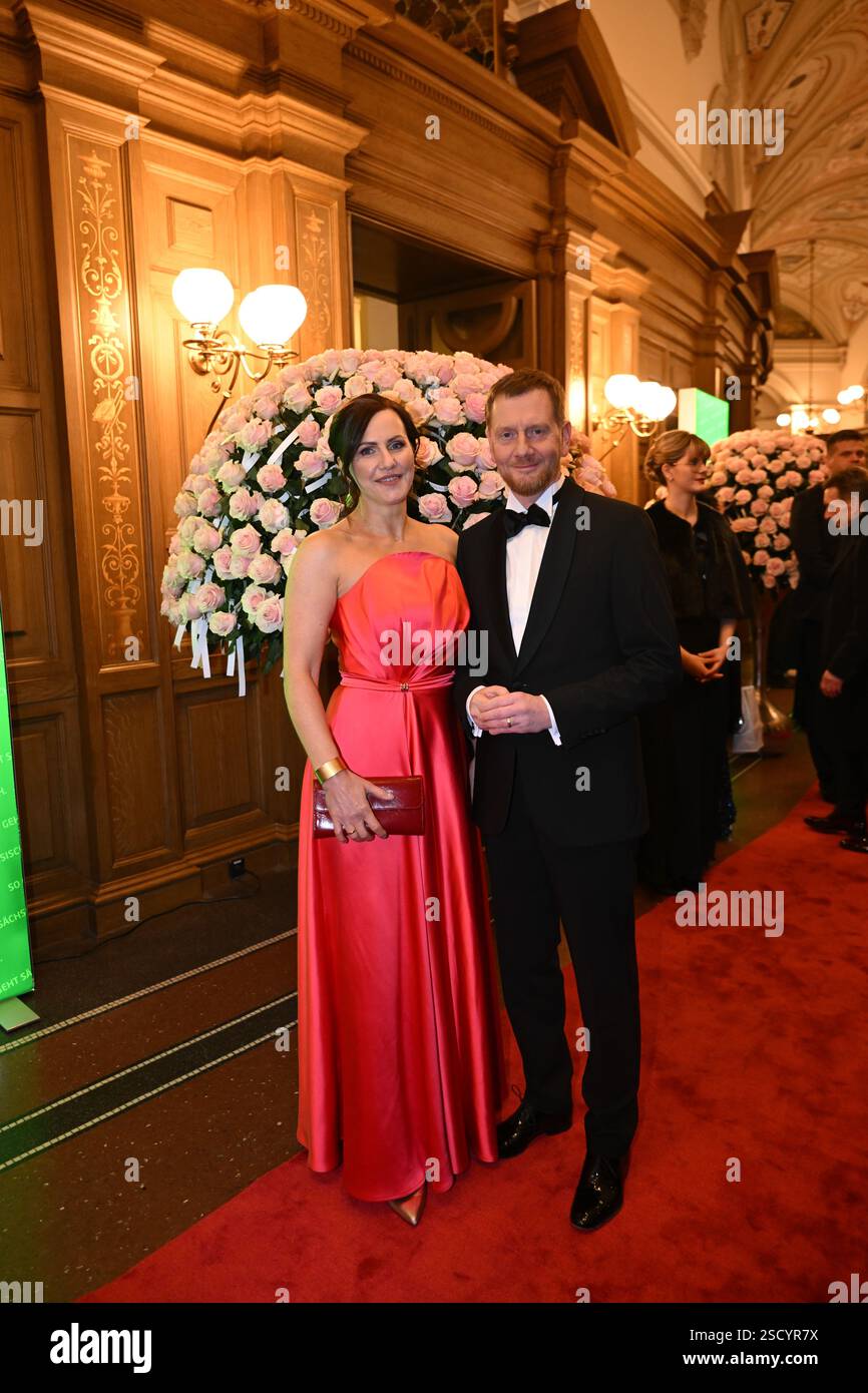 Dresden, Germany. 07th Feb, 2025. Michael Kretschmer (CDU), Minister President of Saxony, and ...