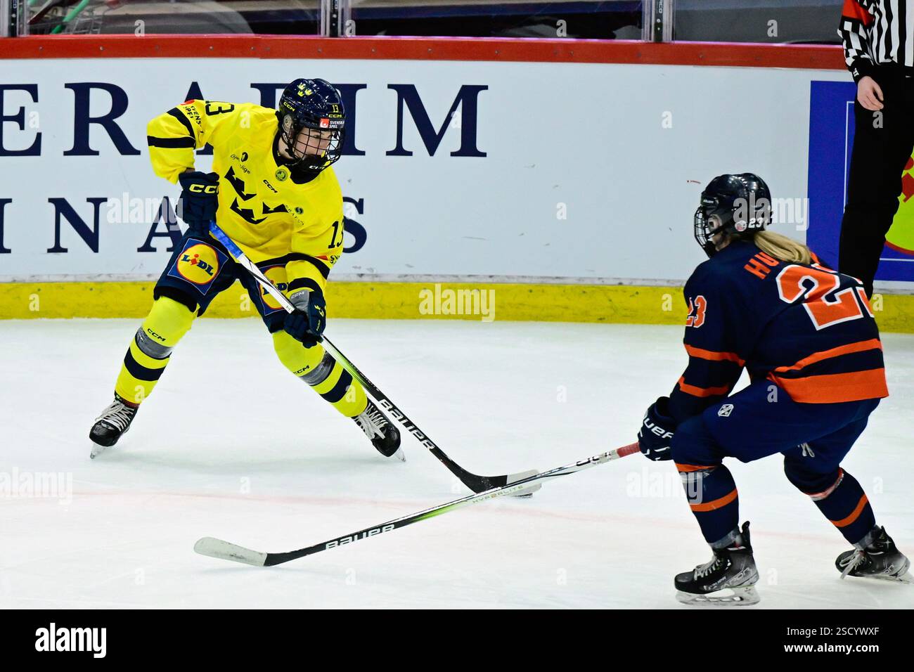 GÄVLE, SWEDEN 20250207Sweden's Wilma Sundin (#13) challenges ...