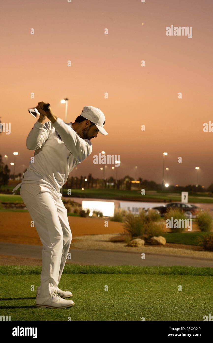Abraham Ancer of Fireballs GC hits his shot from the seventh tee during ...