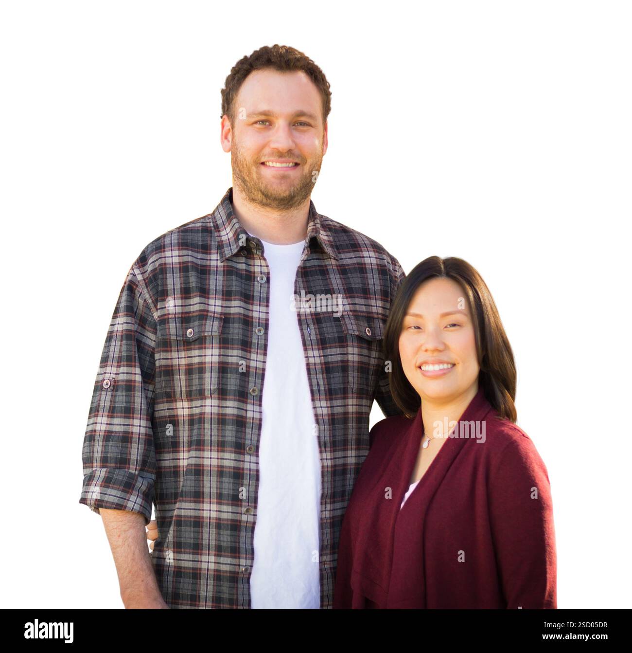 Mixed Race Chinese and Caucasian Couple Portrait Isolated on a White ...