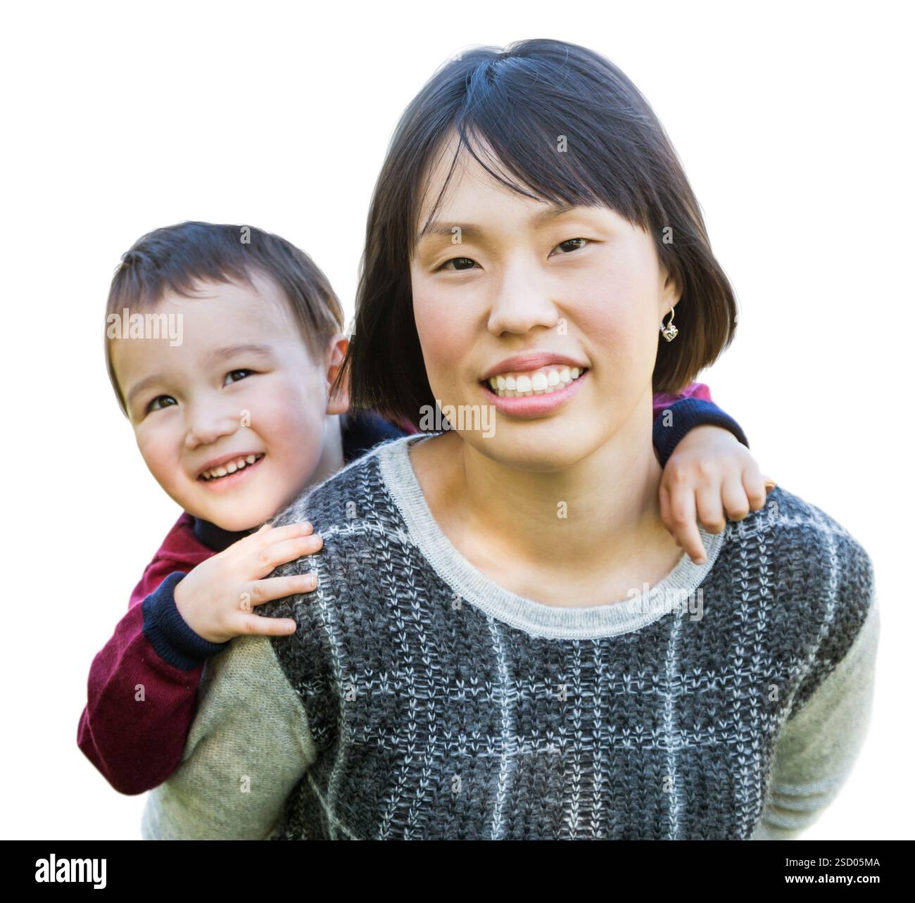 Chinese Mother and Mixed Race Caucasian and Chinese Son Portrait ...