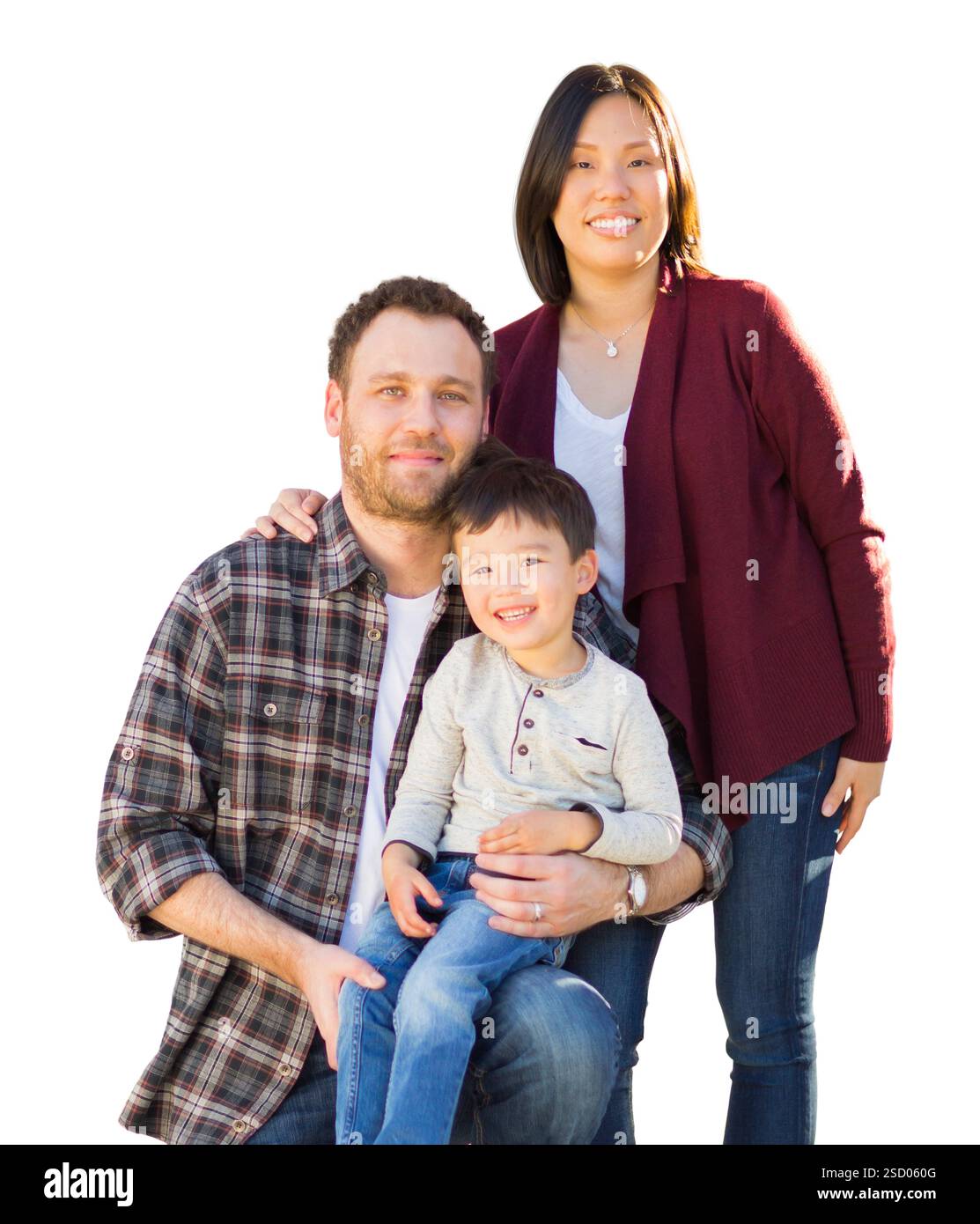 Mixed Race Chinese and Caucasian Family Portrait Isolated on a White ...