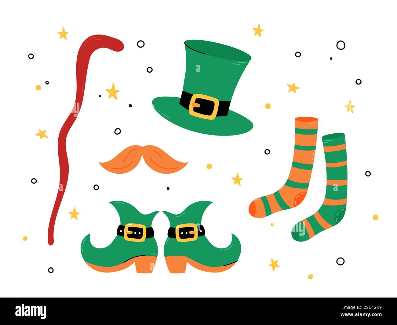 Leprechauns clothes and stuff. Hat, mustache, boots, striped socks, and ...