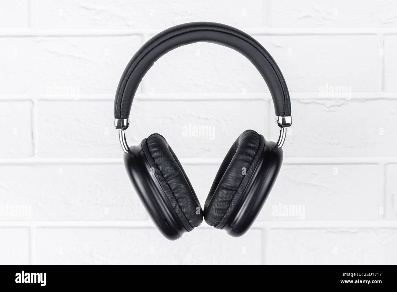 wireless overhead black headphones isolated on white background Stock ...