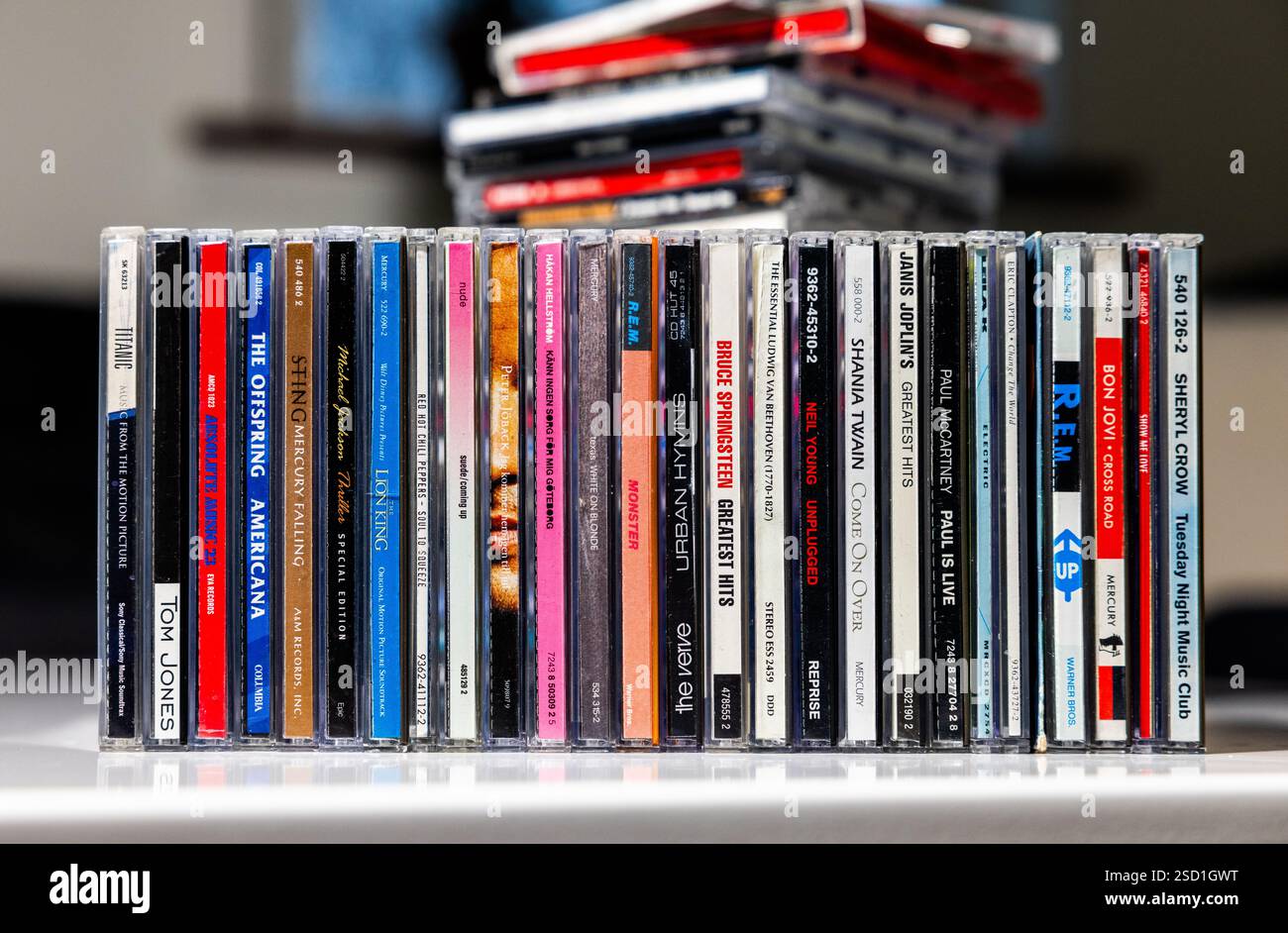 Different kinds of CD albums in a home Stock Photo - Alamy