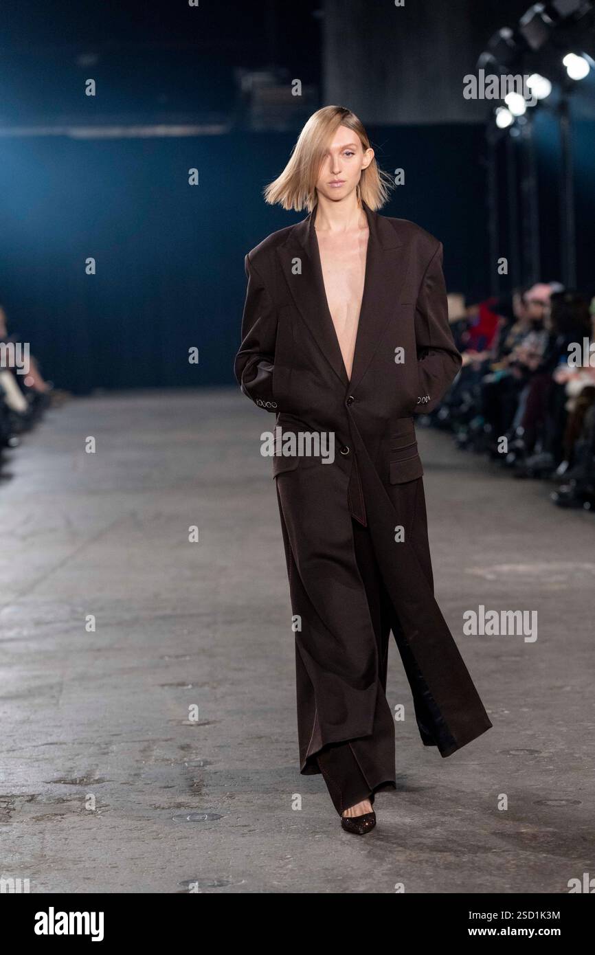 New York, USA. 06th Feb, 2025. A model is seen on the catwalk at the ...