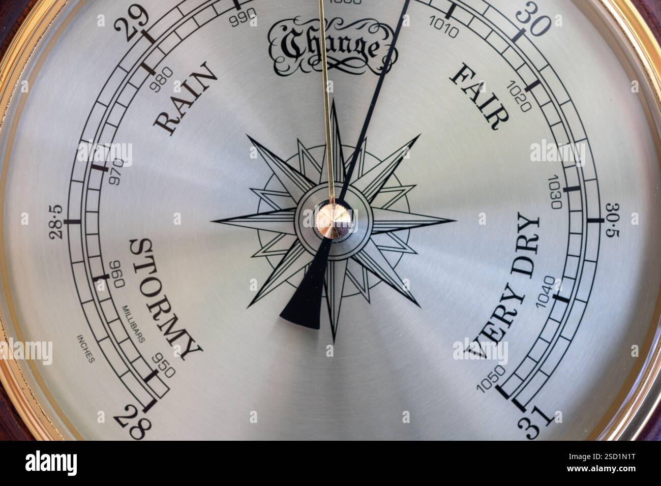 Close up of an aneroid barometer mounted on a wall Stock Photo - Alamy