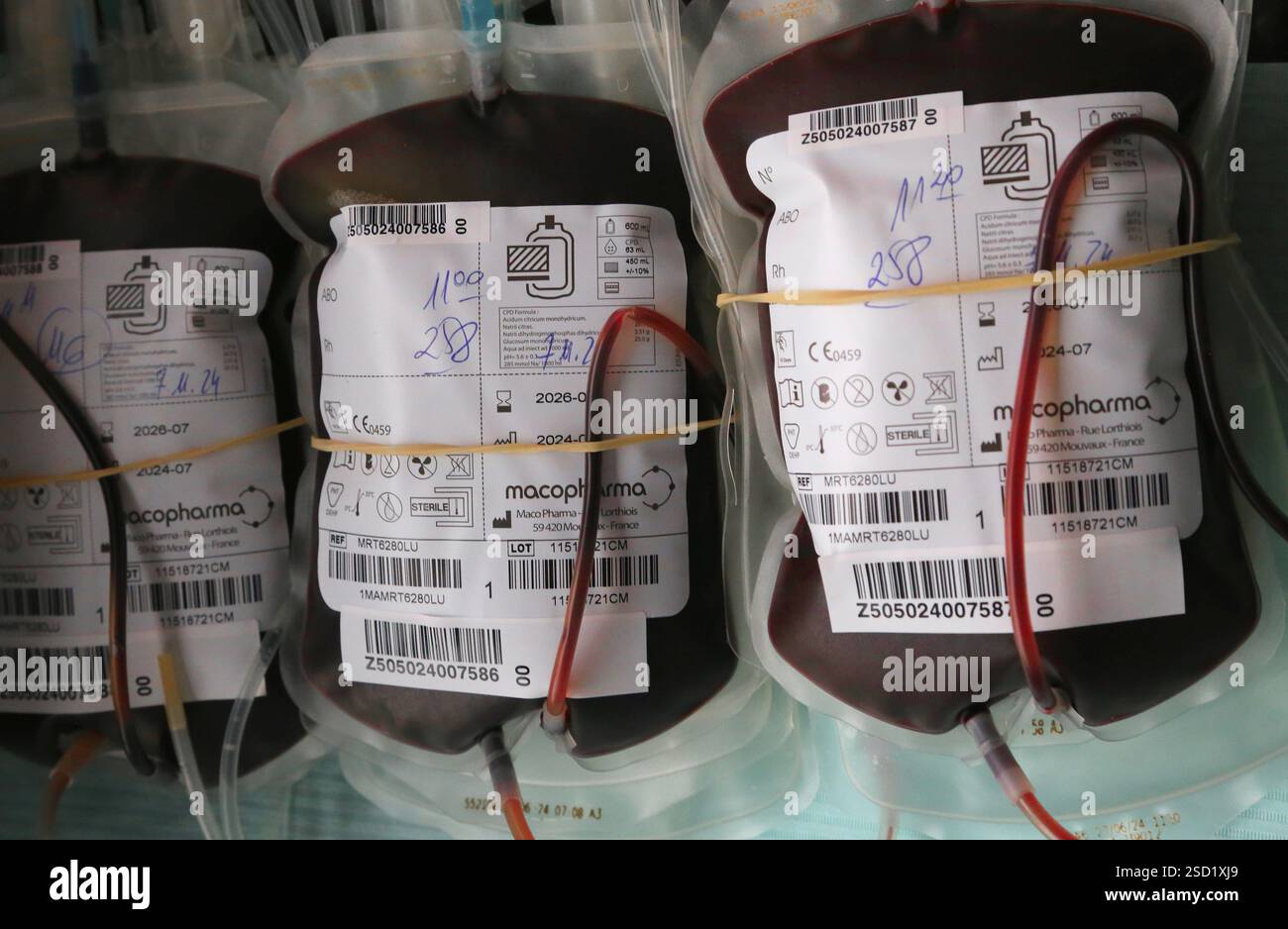 Cracow. Krakow. Poland. Donating the blood in mobile blood donation ...