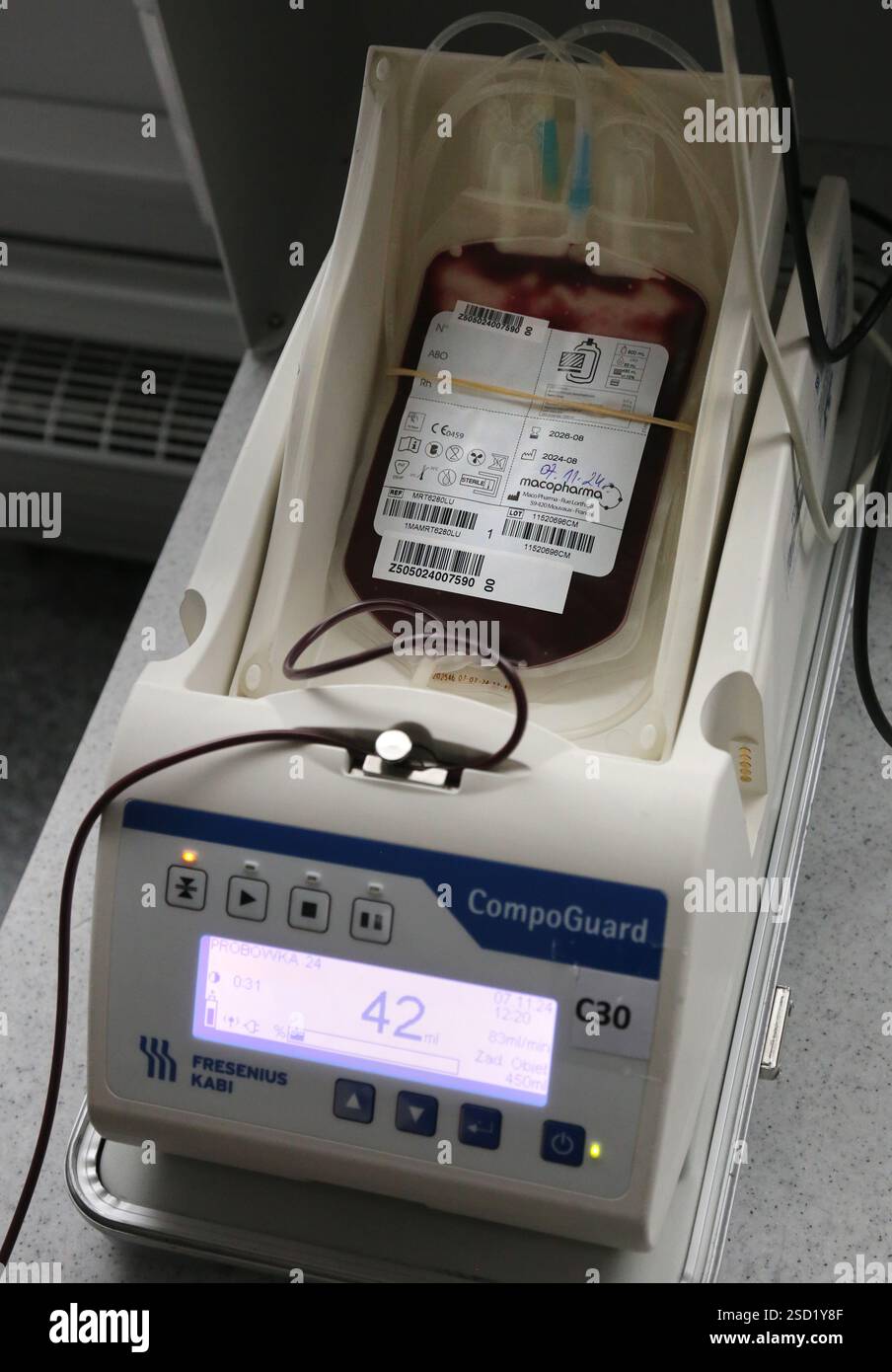 Cracow. Krakow. Poland. Donating the blood in mobile blood donation ...