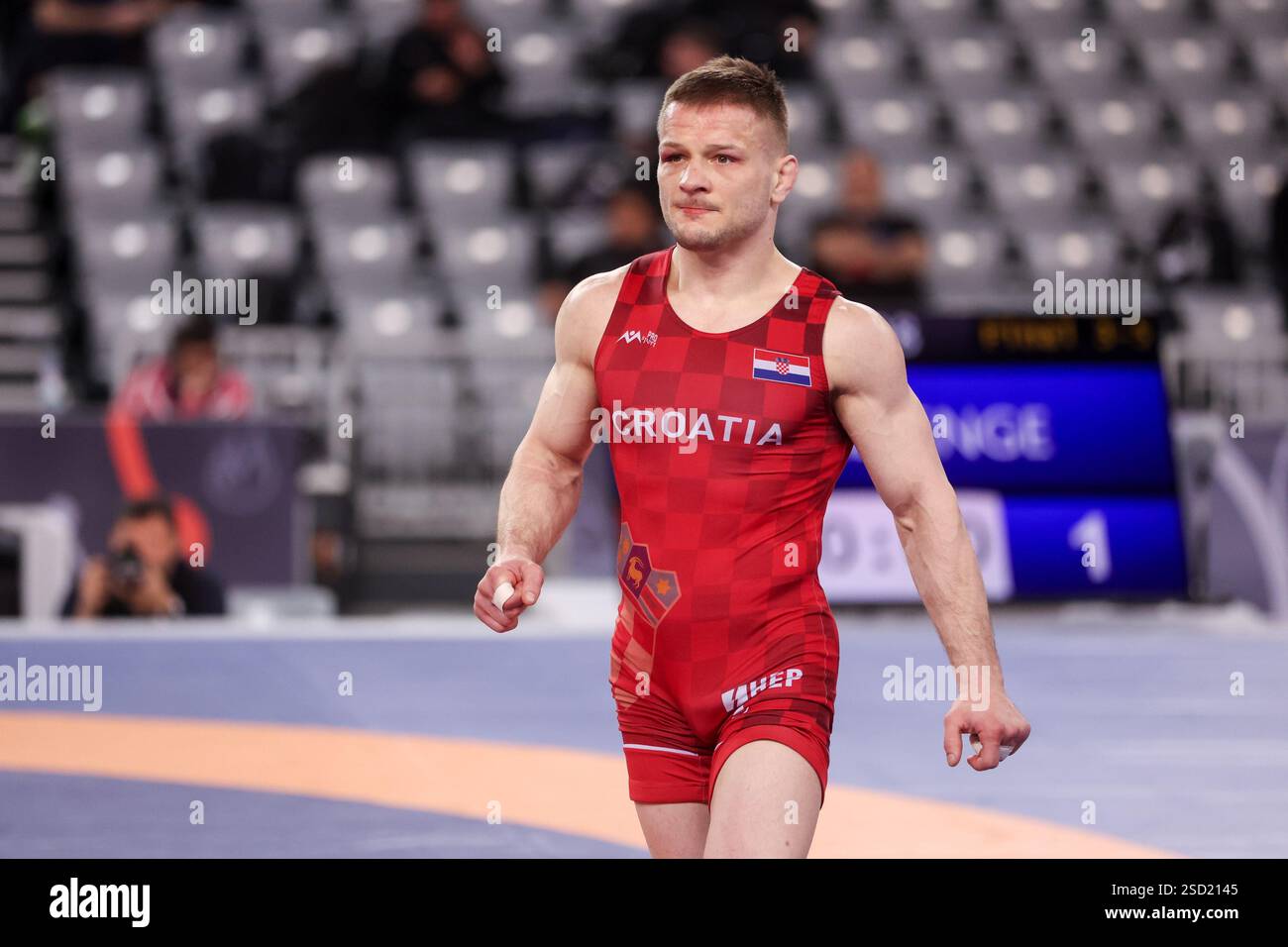 Zagreb, Croatia. 07th Feb, 2025. ZAGREB, CROATIA - FEBRUARY 7: Dominik Etlinger of Croatia ...