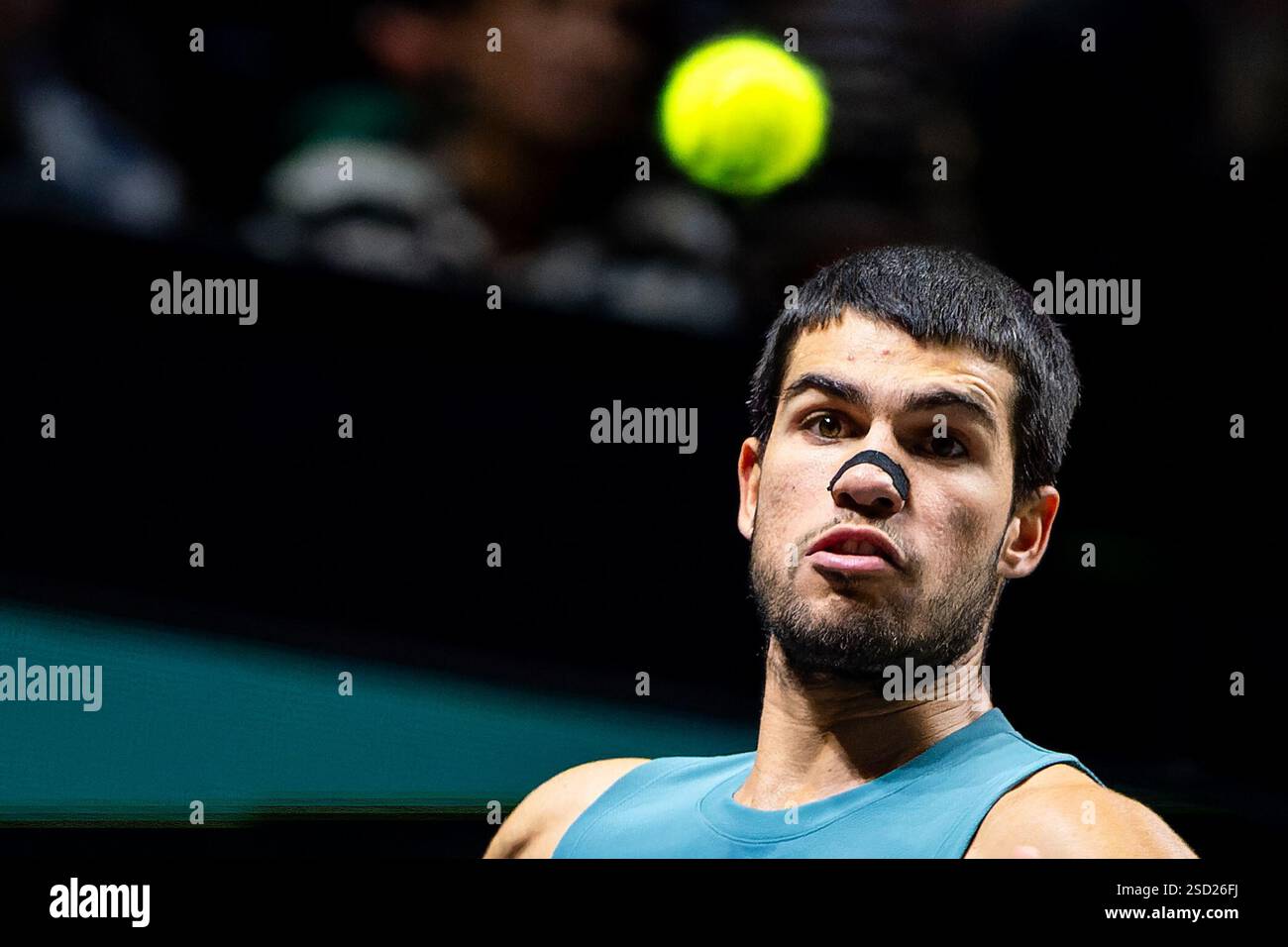 ROTTERDAM, NETHERLANDS - FEBRUARY 7: Carlos Alcaraz of Spain in action ...