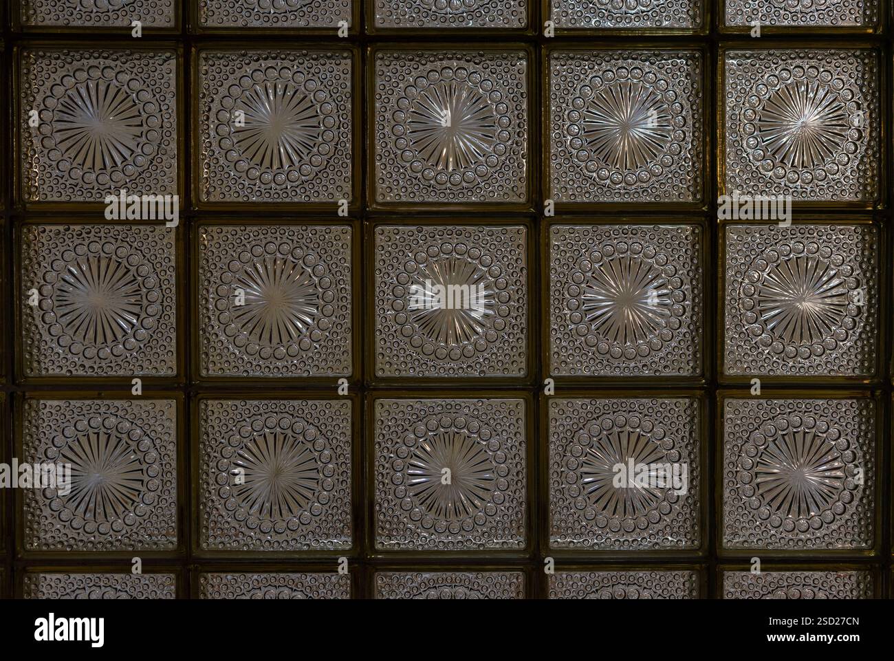 Details of one glass wall. Frame and décor in focus, abstract ...