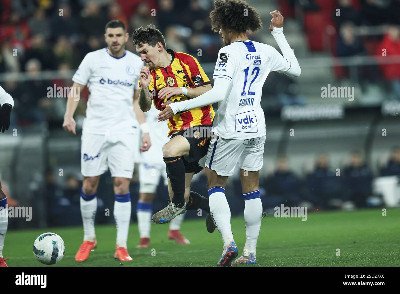 Mechelen, Belgium. 07th Feb, 2025. Mechelen's Benito Raman and Gent's ...