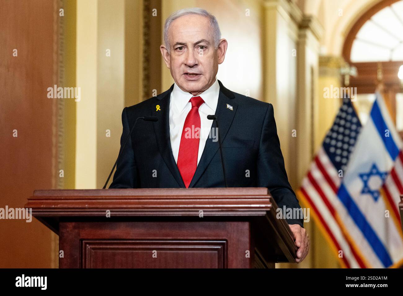 Benjamin Netanyahu (a.k.a. Bibi Netanyahu) speaking at the U.S. Capitol ...
