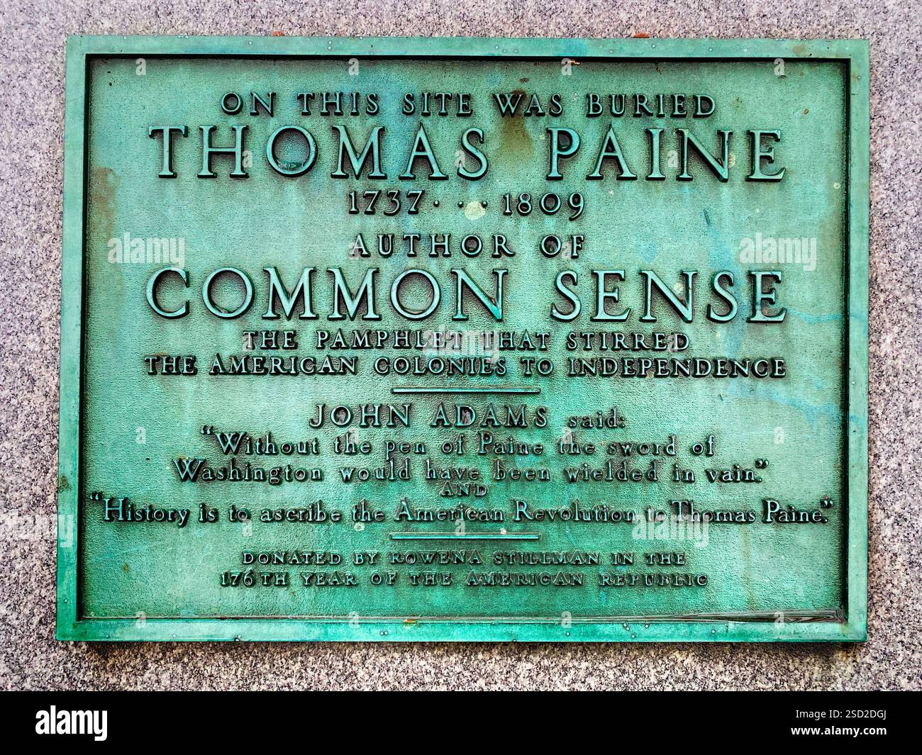 New Rochelle, USA. 6th February, 2025. A plaque commemorating American ...