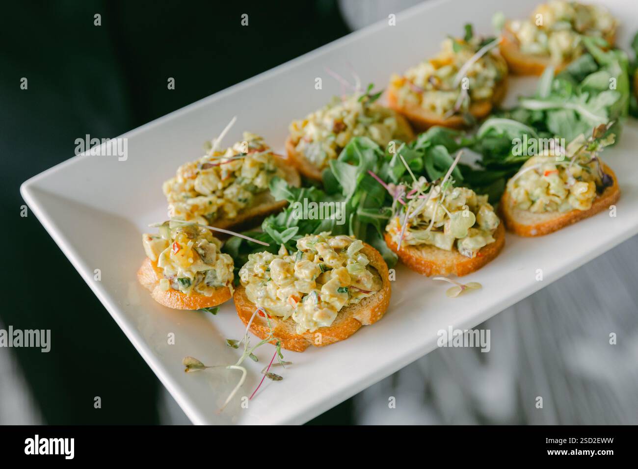 A selection of delicious gourmet appetizers featuring savory toppings ...